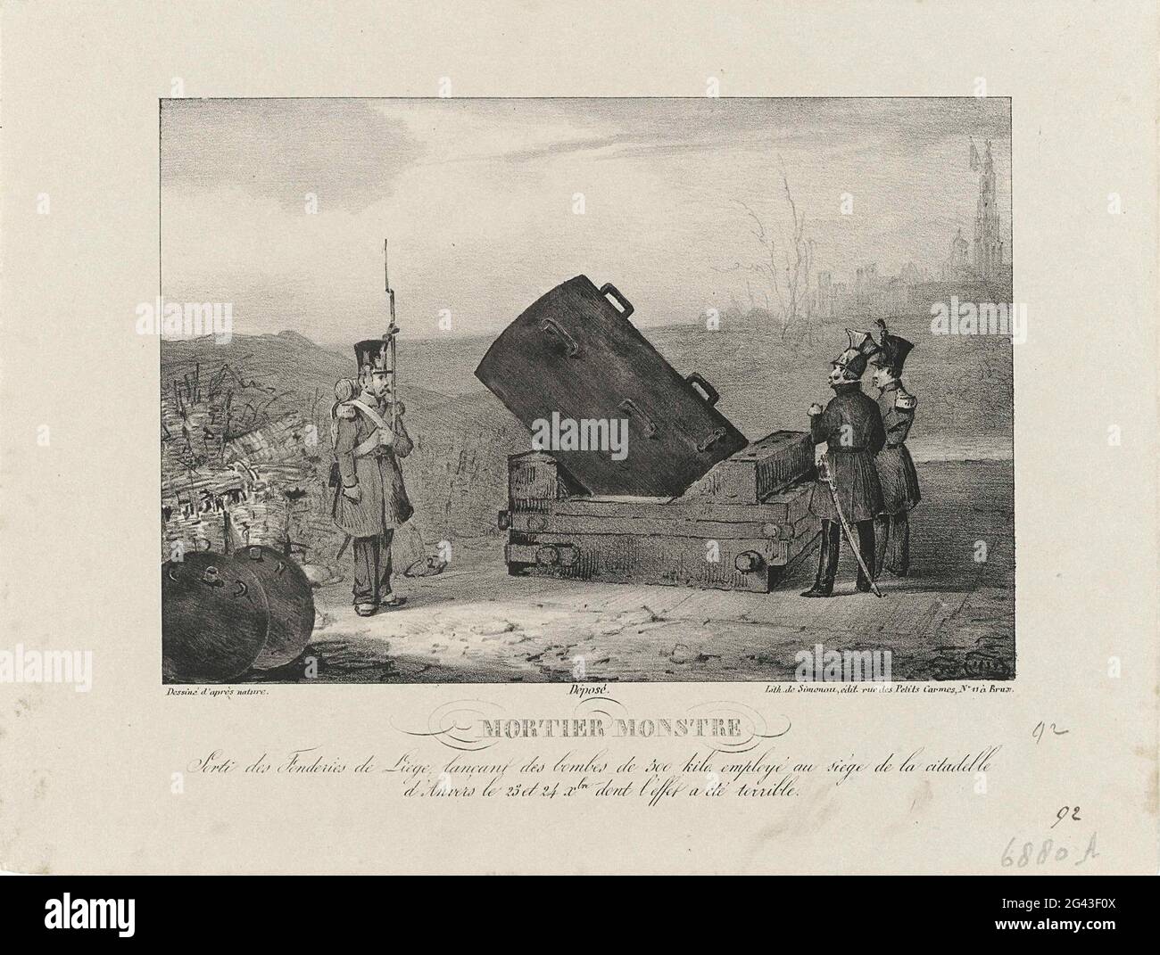 Monster Mortier, 1832; MORTIER MONSTRE. Retourné des Fonderies de Liège ...