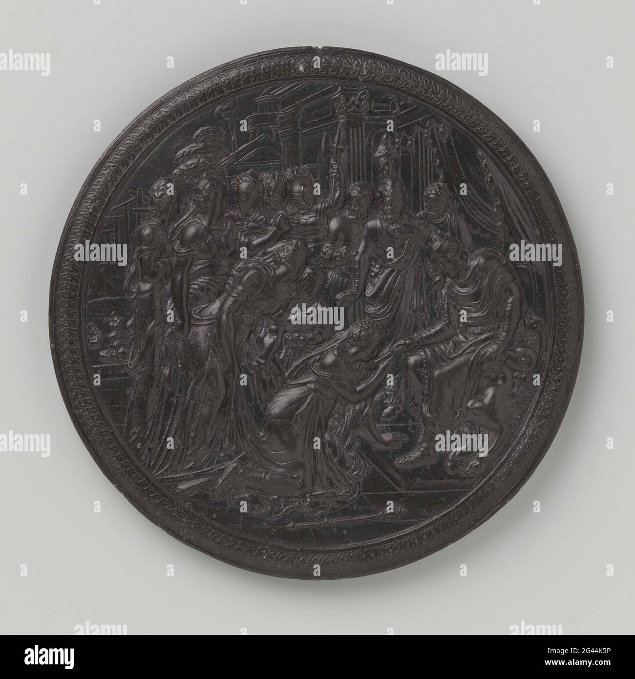 Esther pour Ahasveras; Salomon et la Reine de Sheba. Plaque de plomb ...