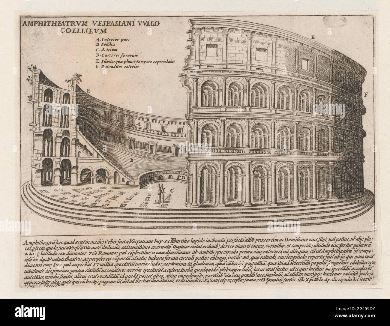 Colisée de Rome; Amphitheatrum Vespasiani Vulgo Colliseum; monuments ...