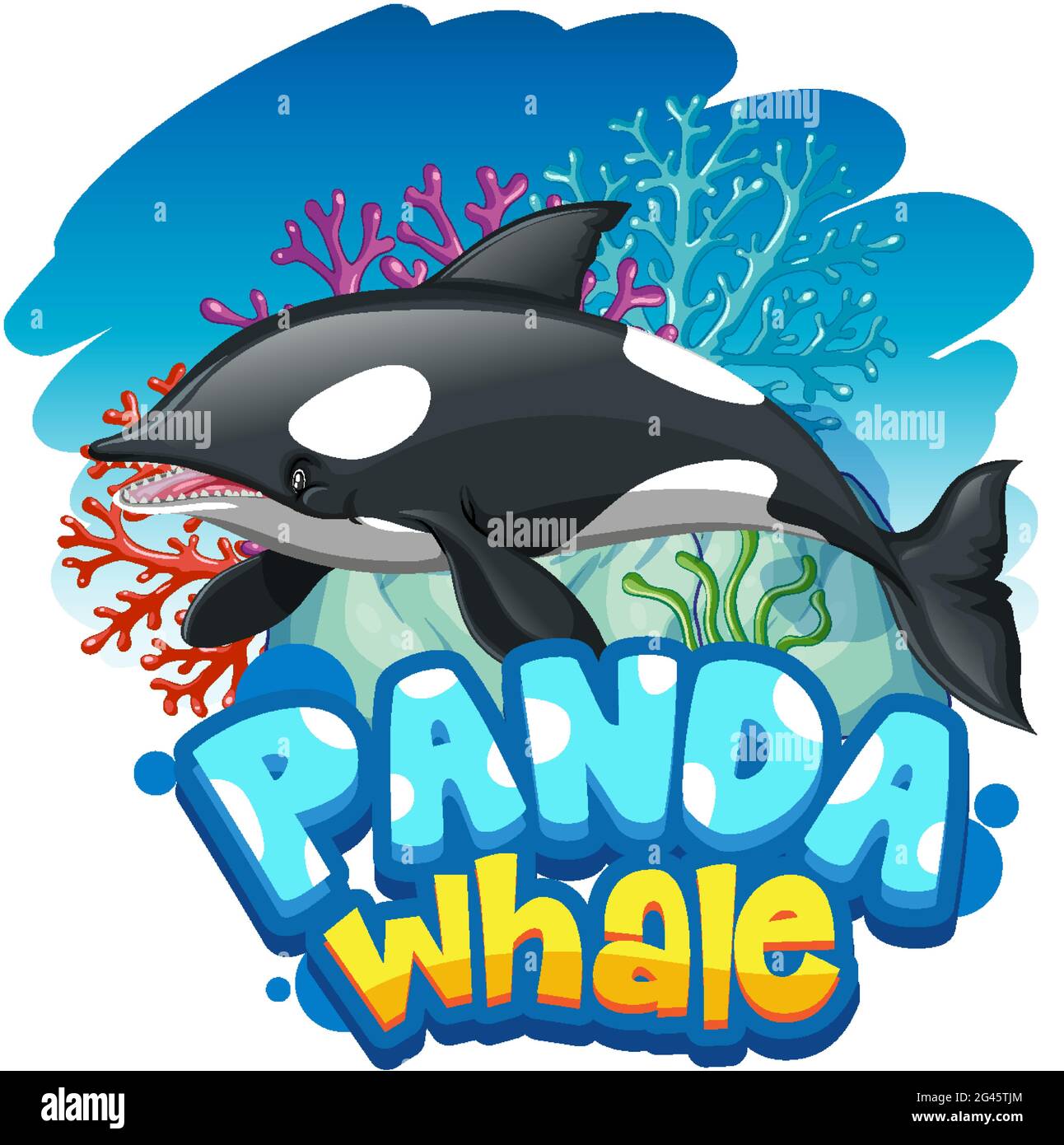 Orca ou Killer Whale personnage de dessin animé avec Panda Whale police ...