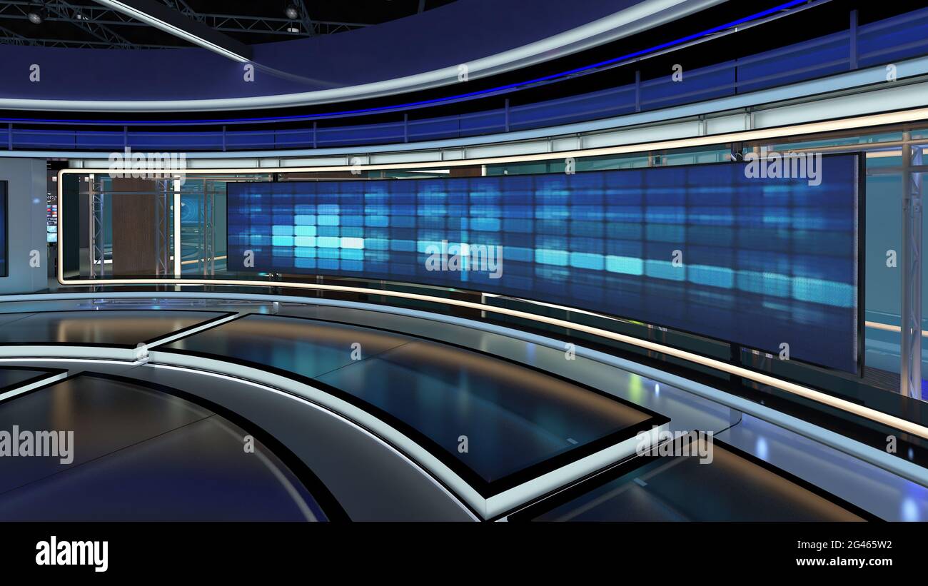 Kit de nouvelles Virtual TV Studio. Arrière-plan de l'écran vert. Rendu ...