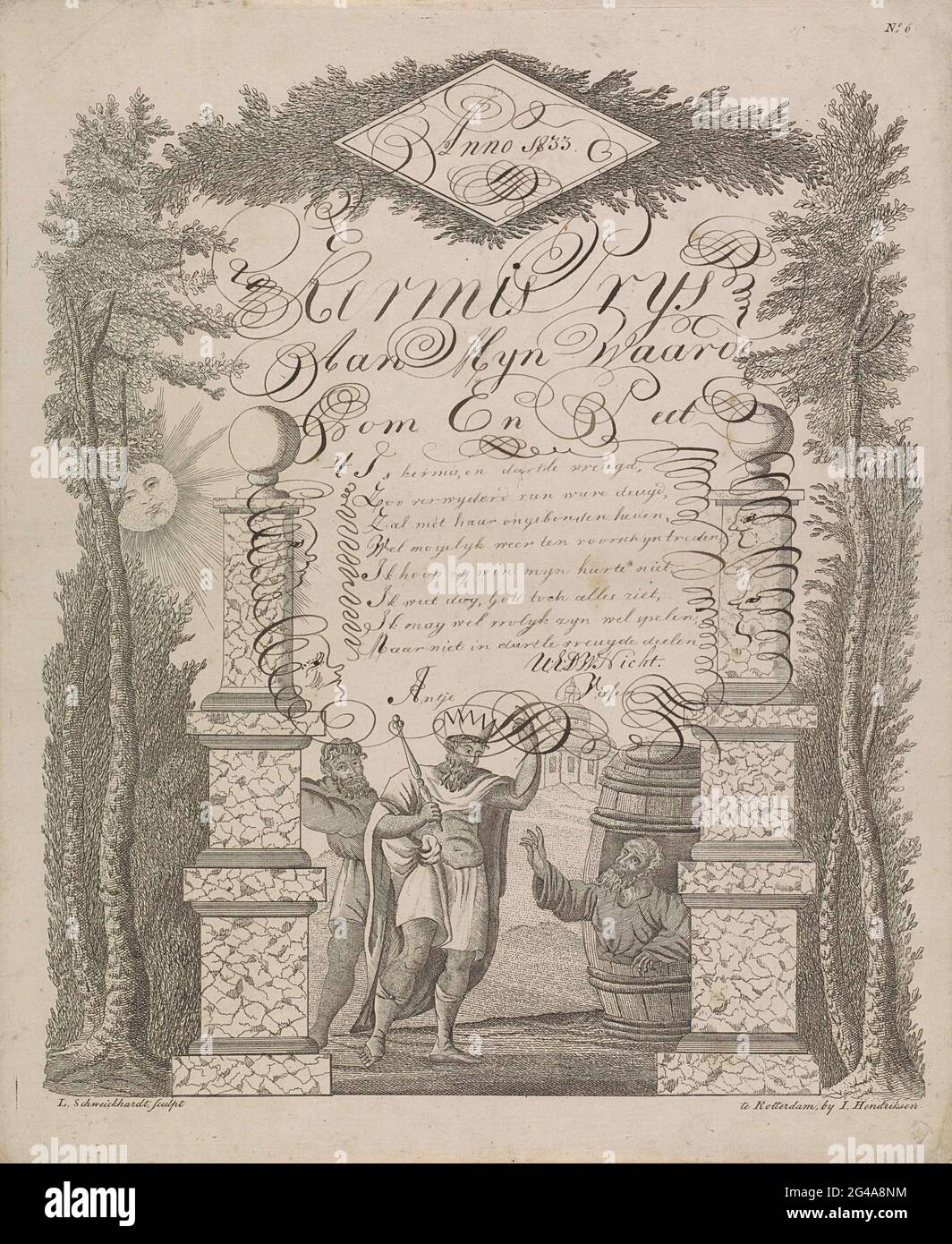 Lettre de bienvenue avec Alexandre le Grand qui visite Diogène dans le ...