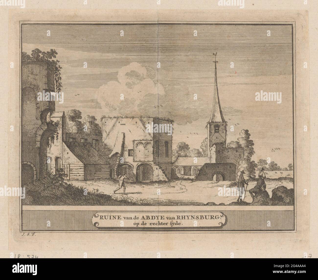 Vue sur la ruine de l'abbaye de Rijnsburg; ruine de l'Abdye de ...