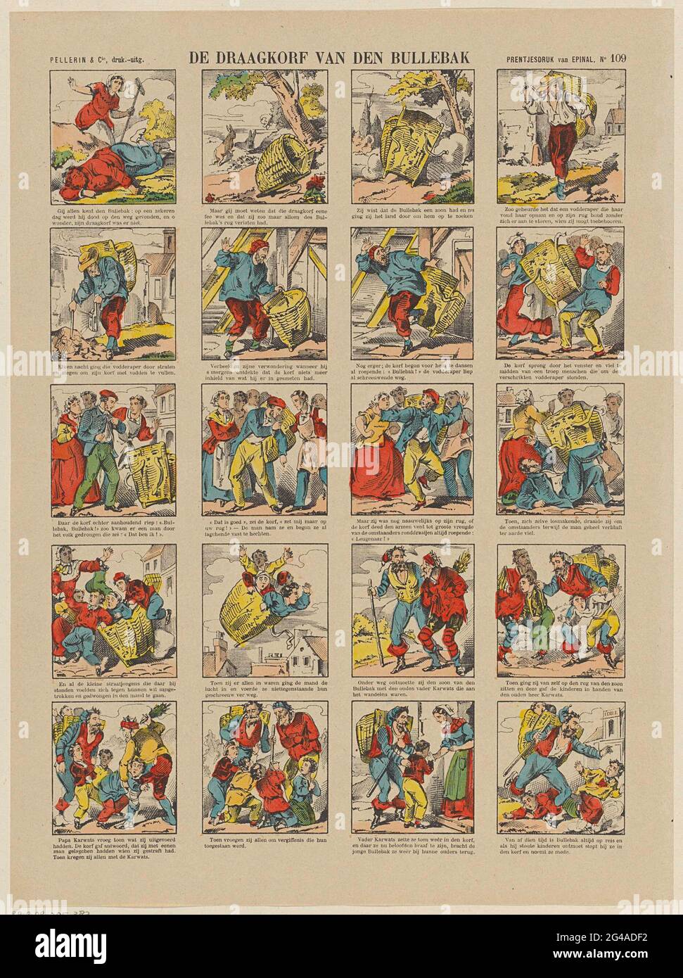 Panier de transport Bullebak ; imprimé de l'Epinal. Feuille avec 20 ...