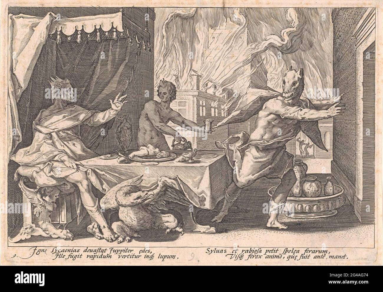 Jupiter transforme le roi Lycaon en loup; métamorphoses d'Ovid. Lycaon ...