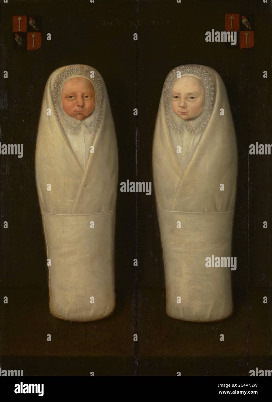 Portrait des Twins à nagees: Les enfants de Jacob de Graeff et d'Aeltge ...