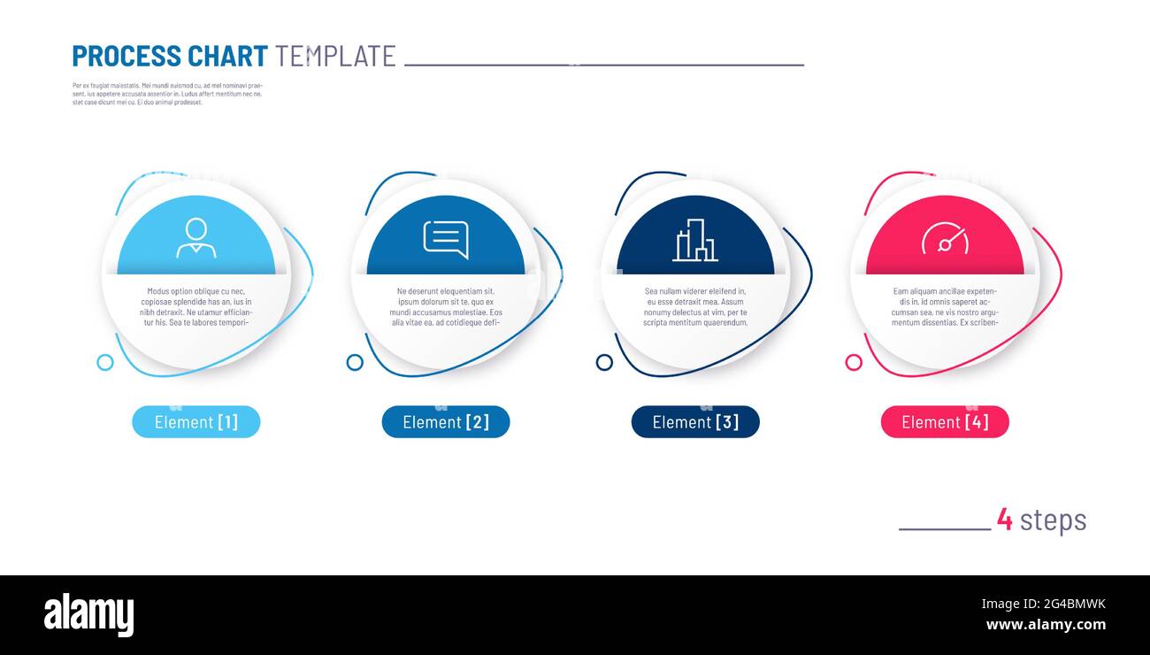 Modèle de graphique de processus d'infographie vectorielle. Quatre ...