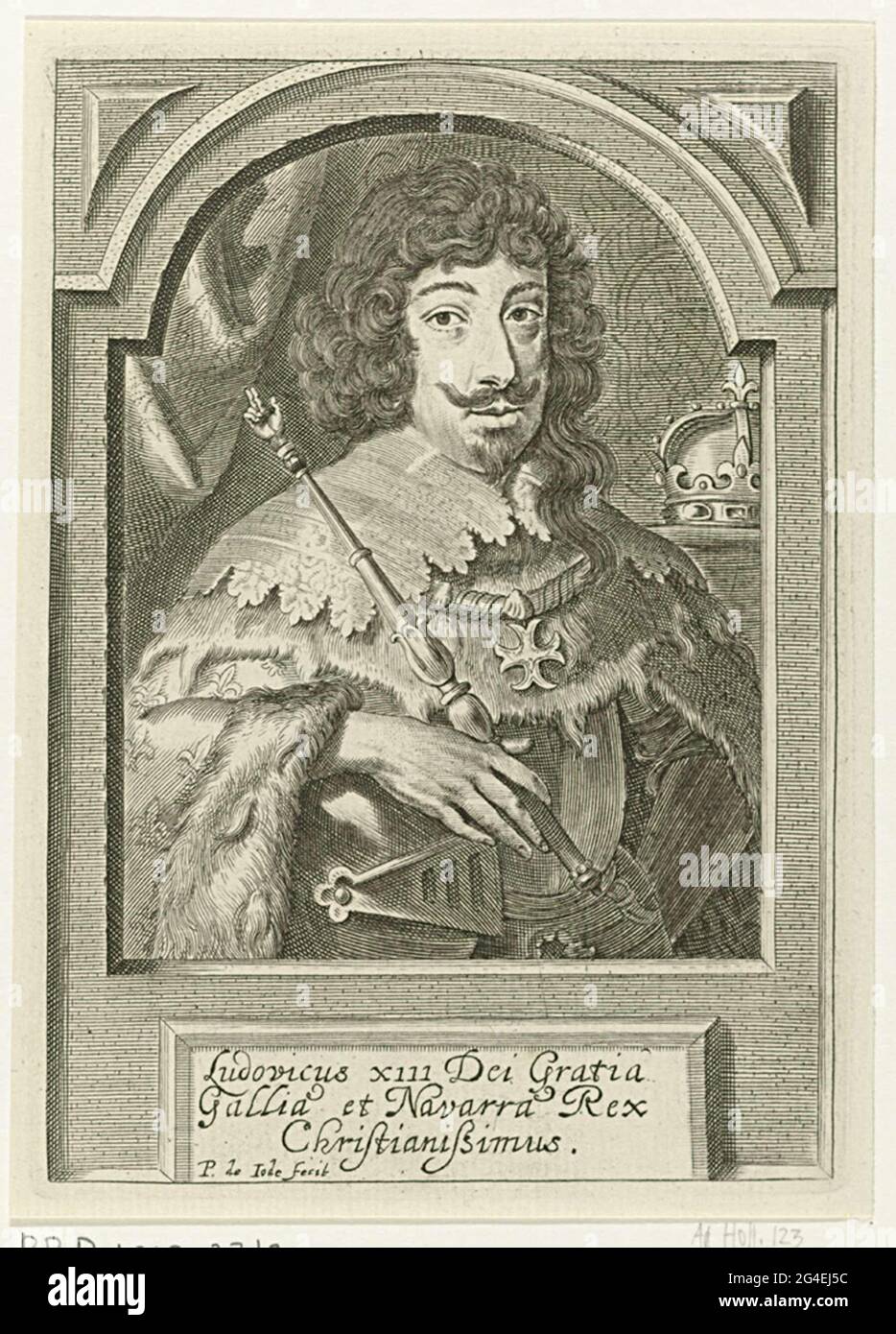 . Portrait de Louis XIII, roi de France. Il tient un personnel dans sa ...