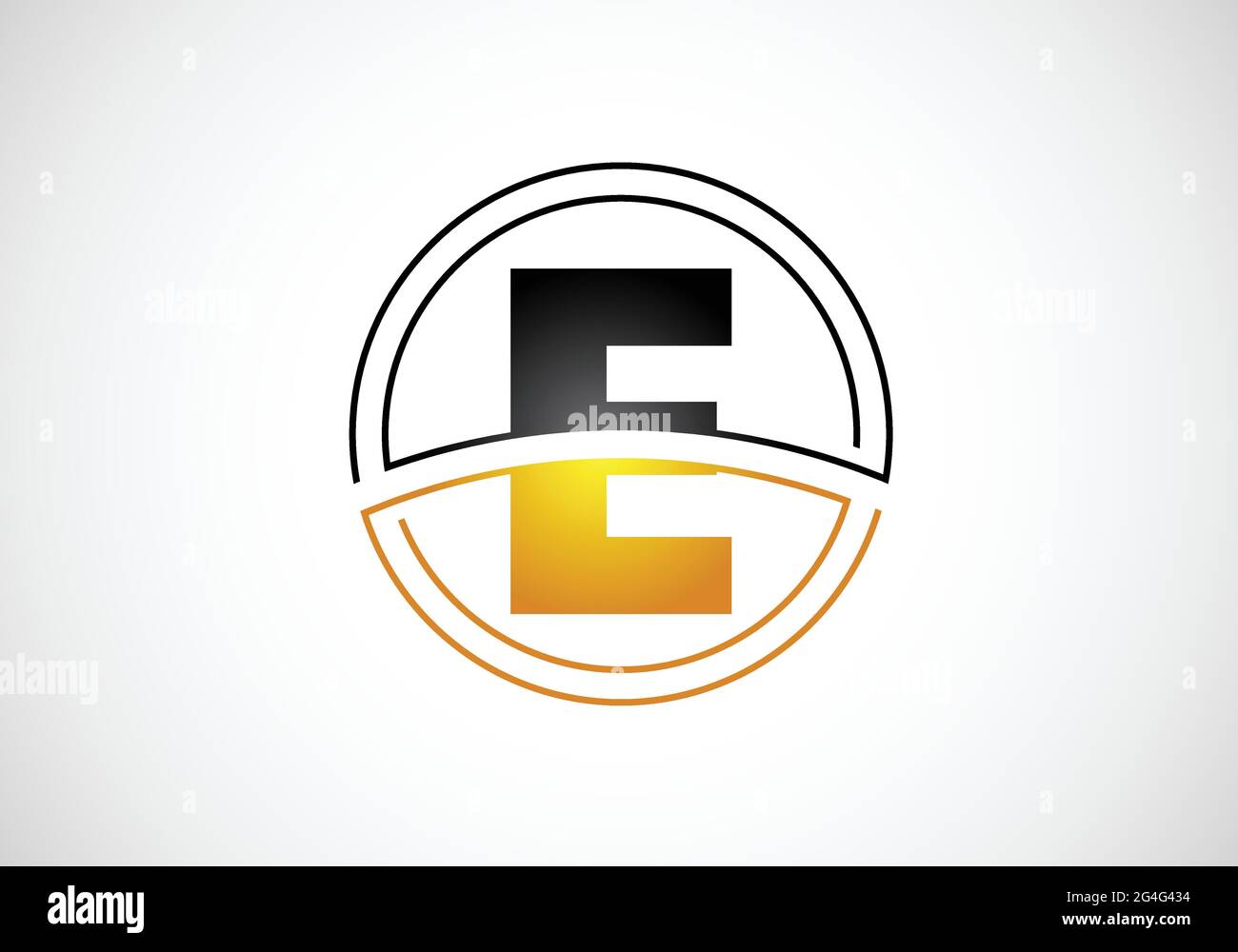Lettre initiale E avec cadre circulaire. Symbole alphabétique graphique ...