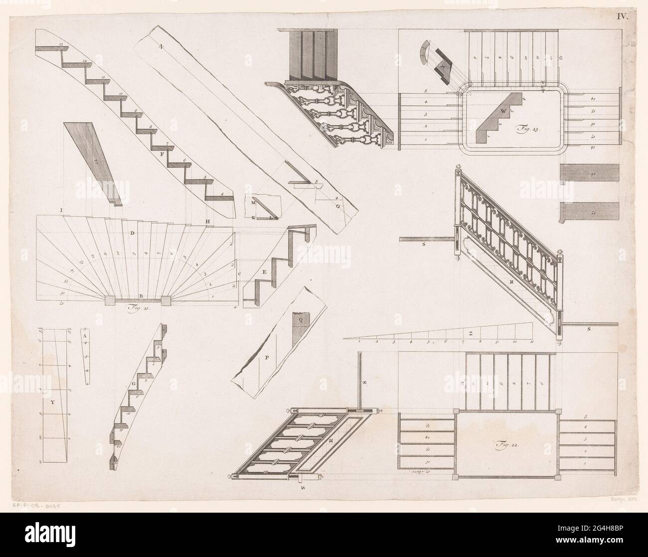 Dessins techniques des escaliers; Theatrum Machinarum Universal; ou ...