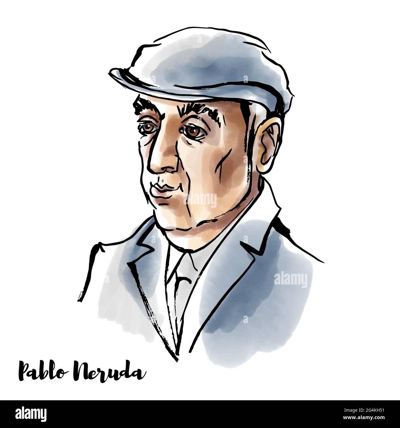 Pablo neruda portrait Banque d'images vectorielles - Alamy