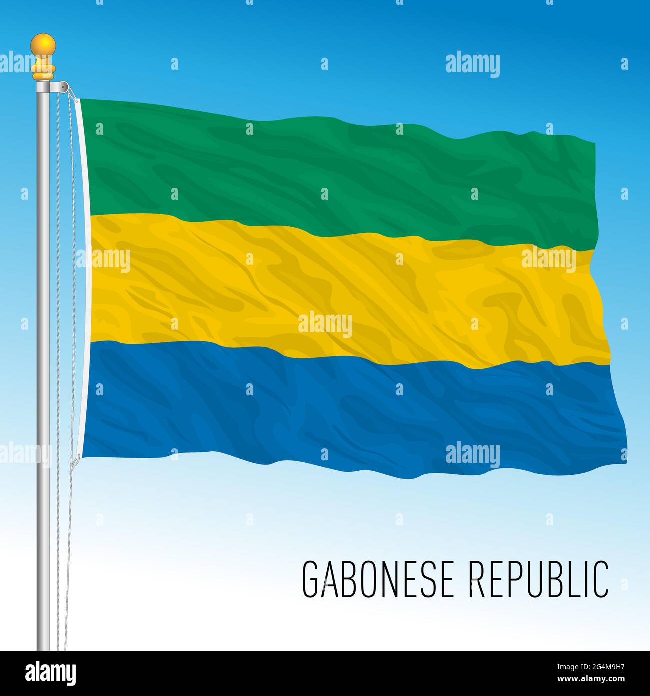 Drapeau national officiel du Gabon, pays africain, illustration ...