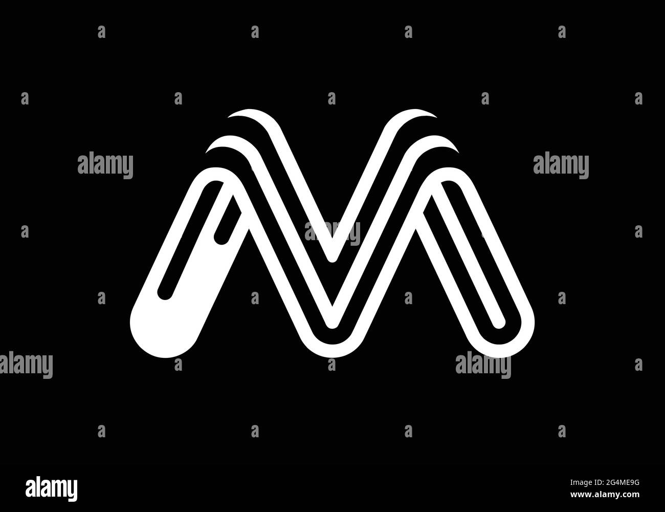 Lettre majuscule blanche M. symbole alphabétique graphique pour logo ...