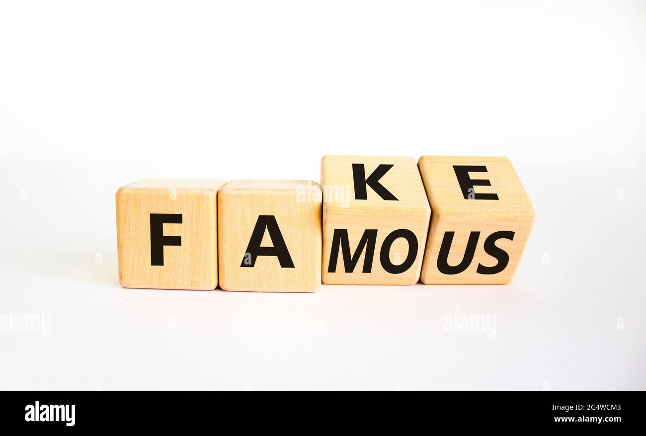Faux symbole célèbre. A tourné le cube en bois et a changé le mot Fake ...