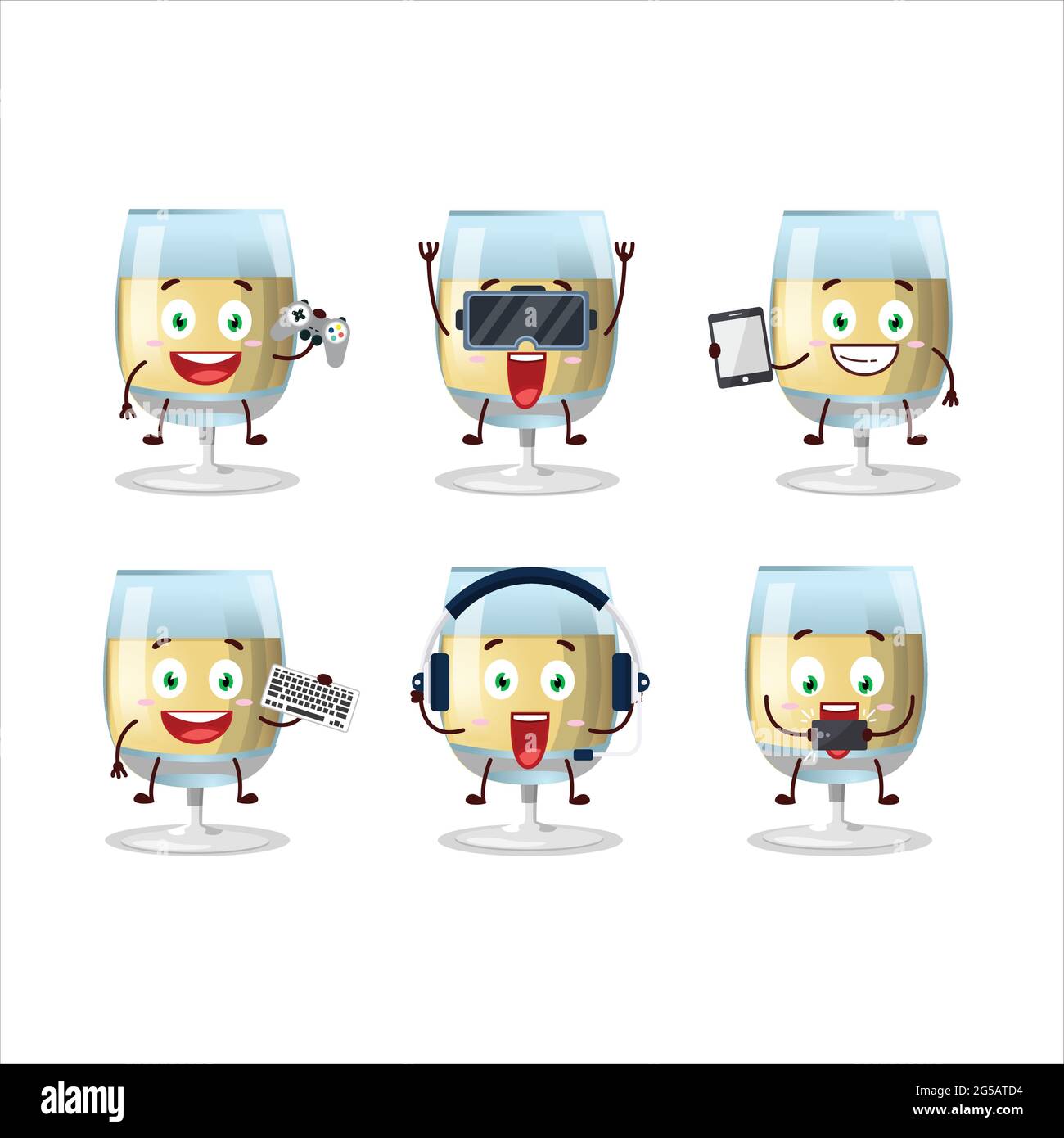 Le personnage de dessin animé de vin blanc joue à des jeux avec ...