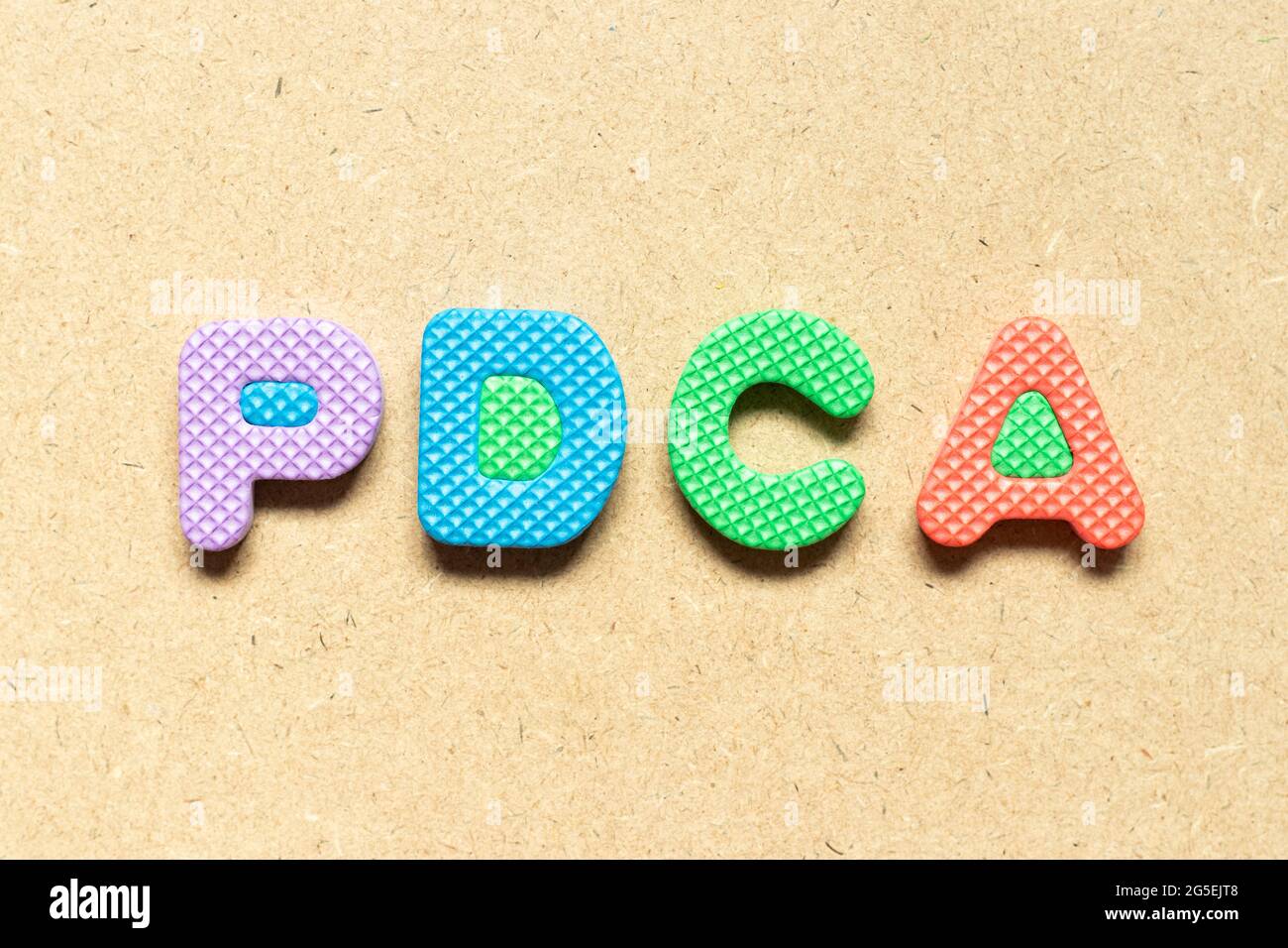 Lettre de l'alphabet en mousse dans le mot PDCA (Abbreviation du plan ...