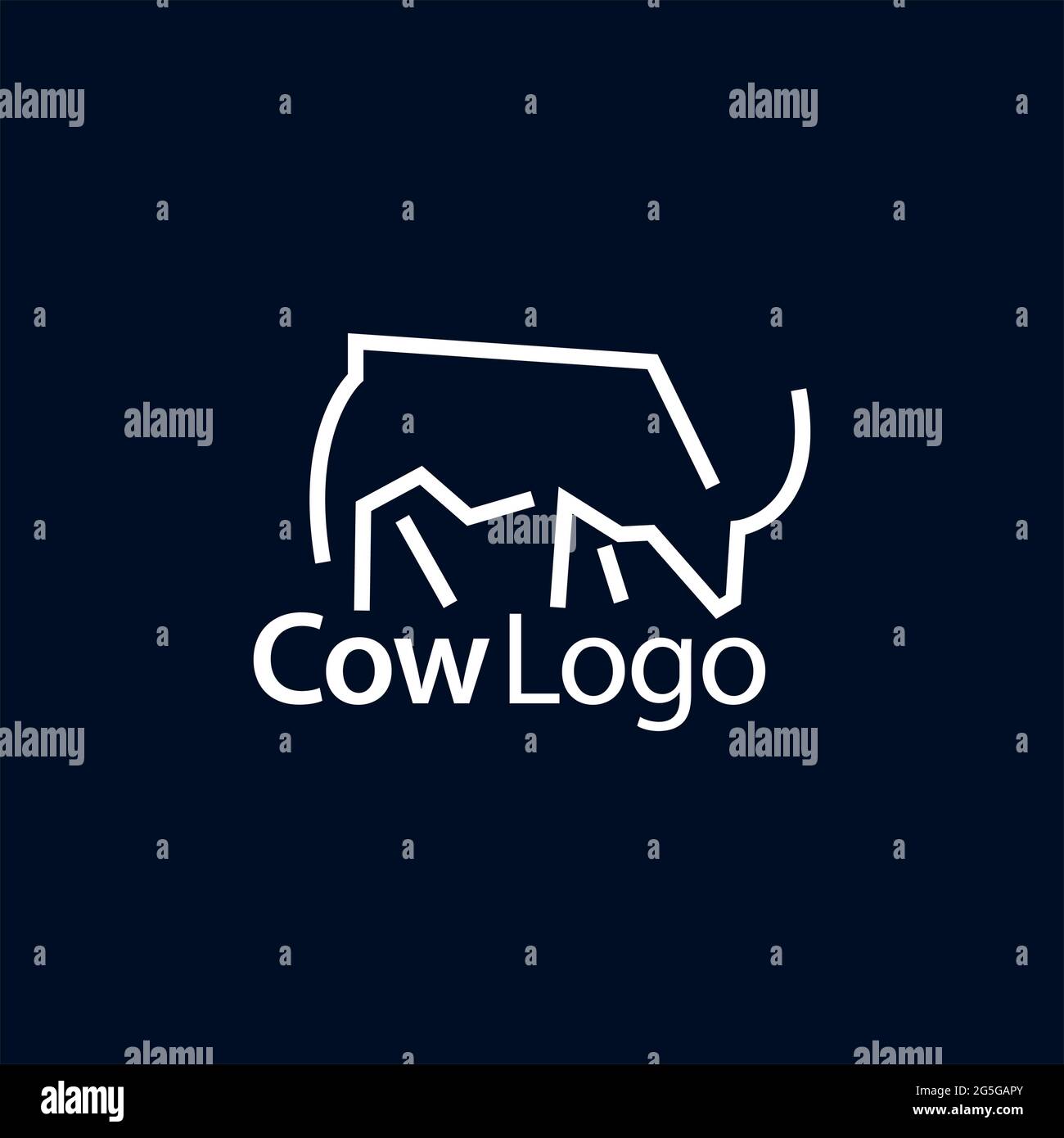 Logo de la vache. Illustration vectorielle sur fond bleu. Design plat ...