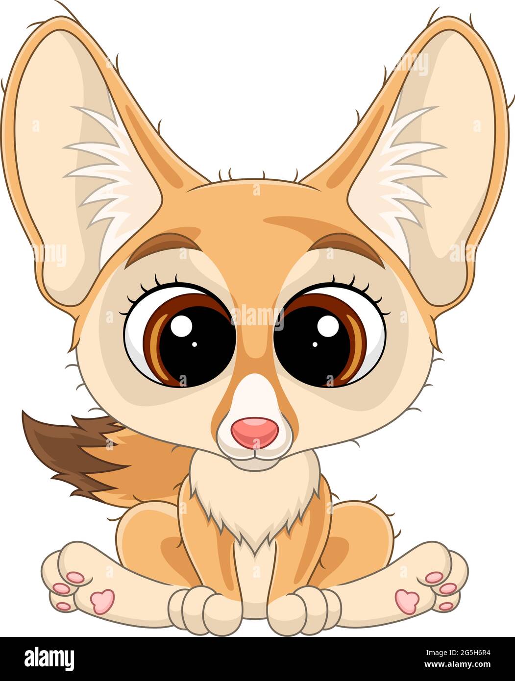 Dessin animé mignon petit renard assis Image Vectorielle Stock - Alamy
