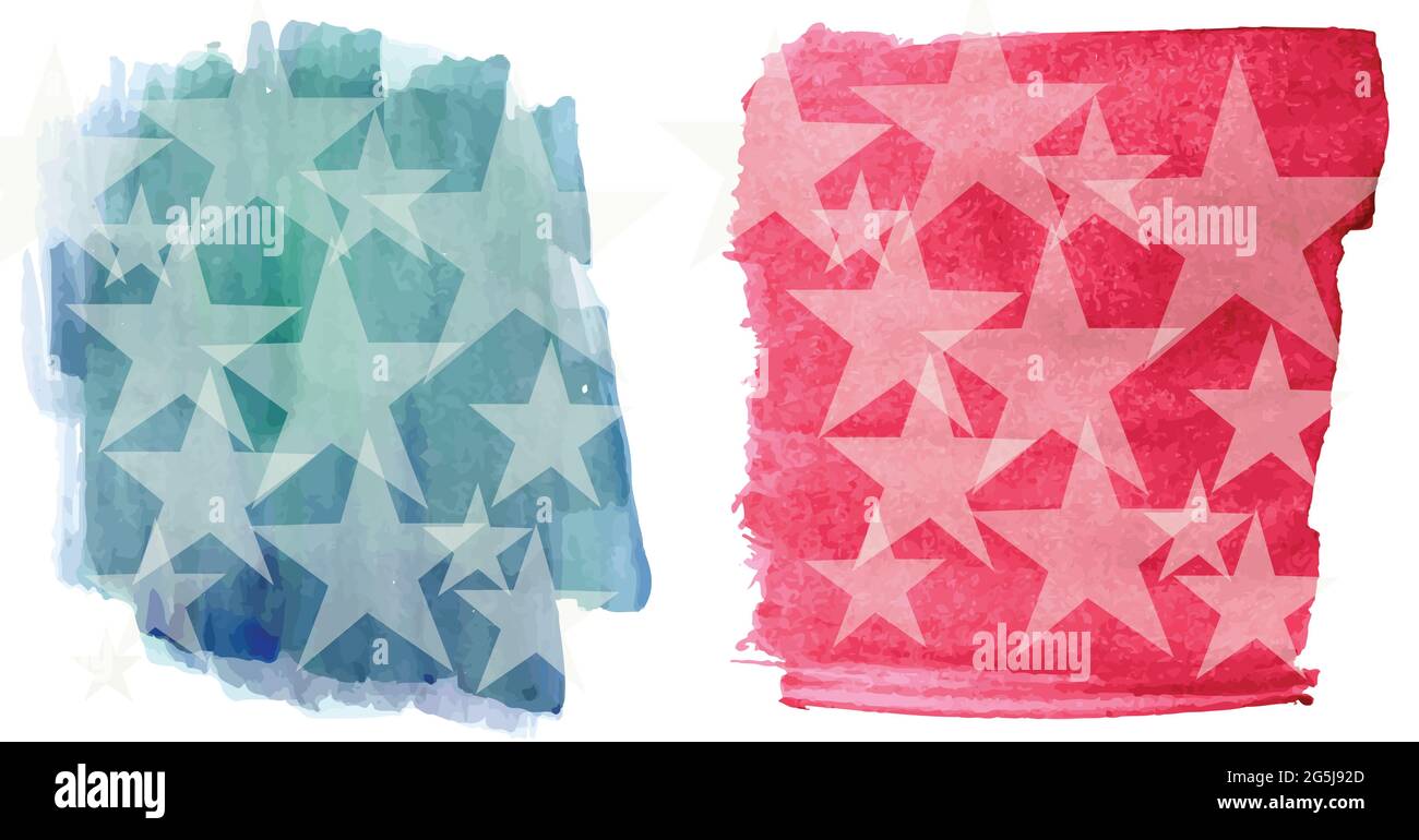 Composition d'un rectangle bleu et rouge parchemin avec des étoiles ...