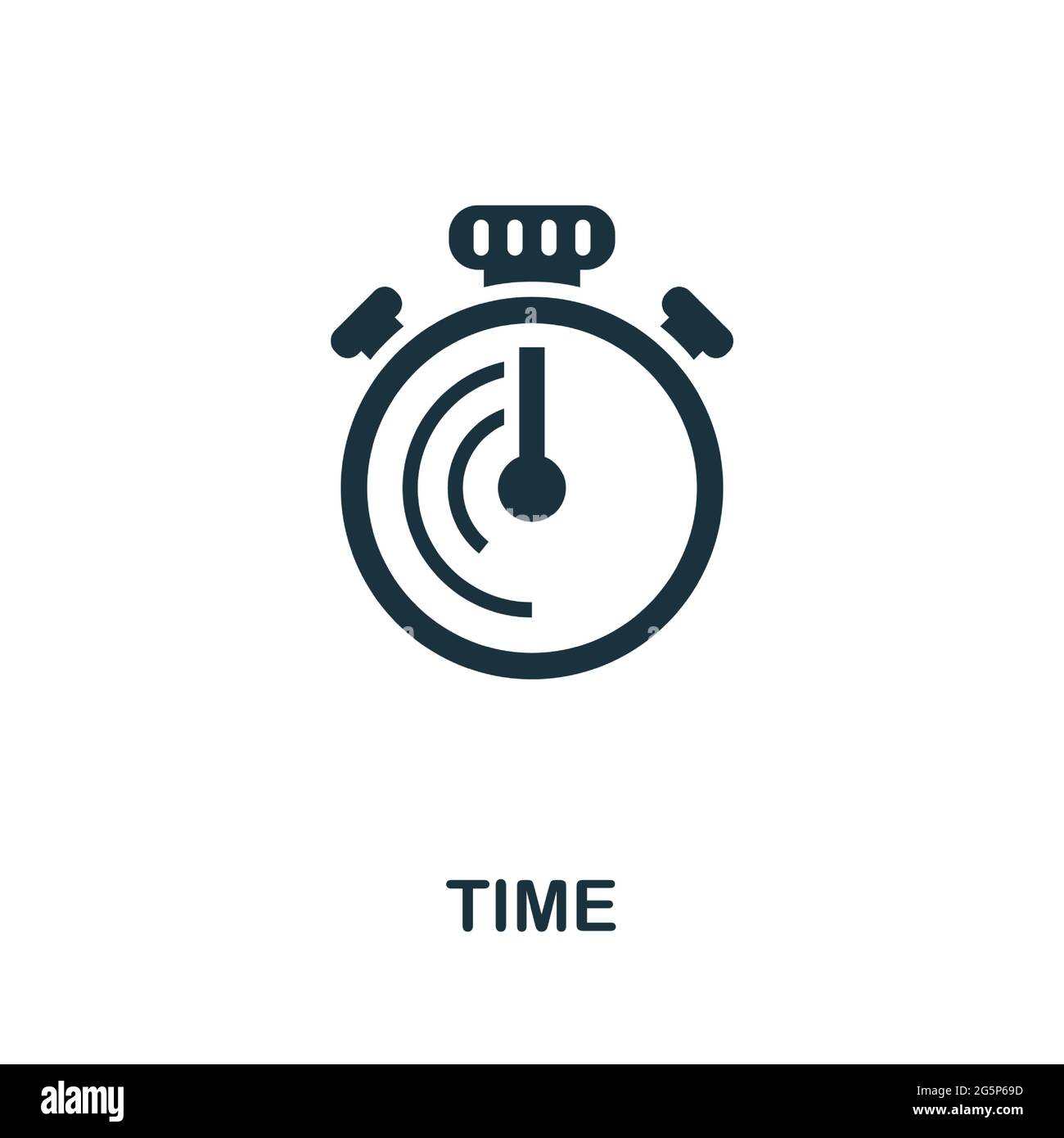 Icône heure. Élément créatif simple. Icône de durée monochrome remplie ...