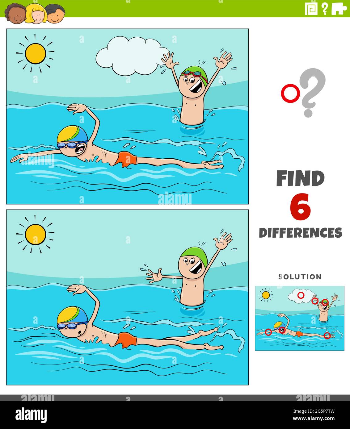 Illustration de dessin animé de trouver les différences entre les ...