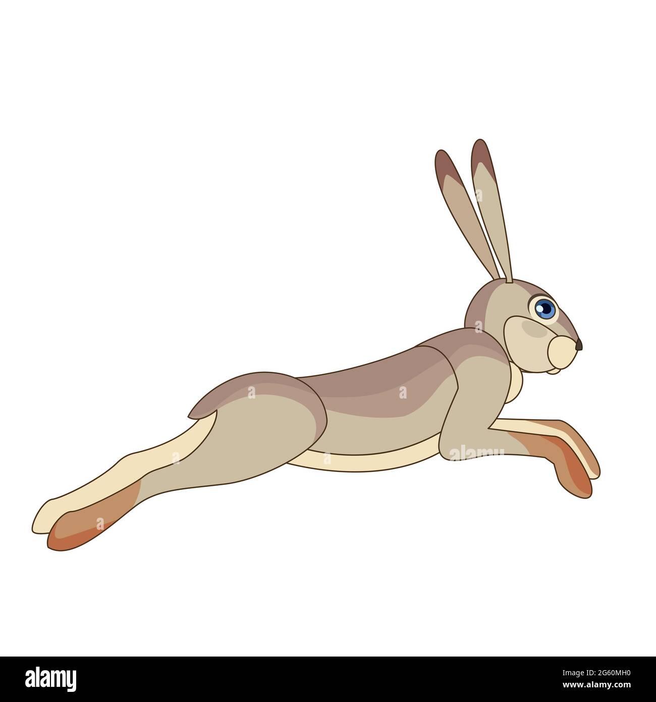 Le lièvre s'éloigne et saute. Personnage de dessin animé d'un petit ...