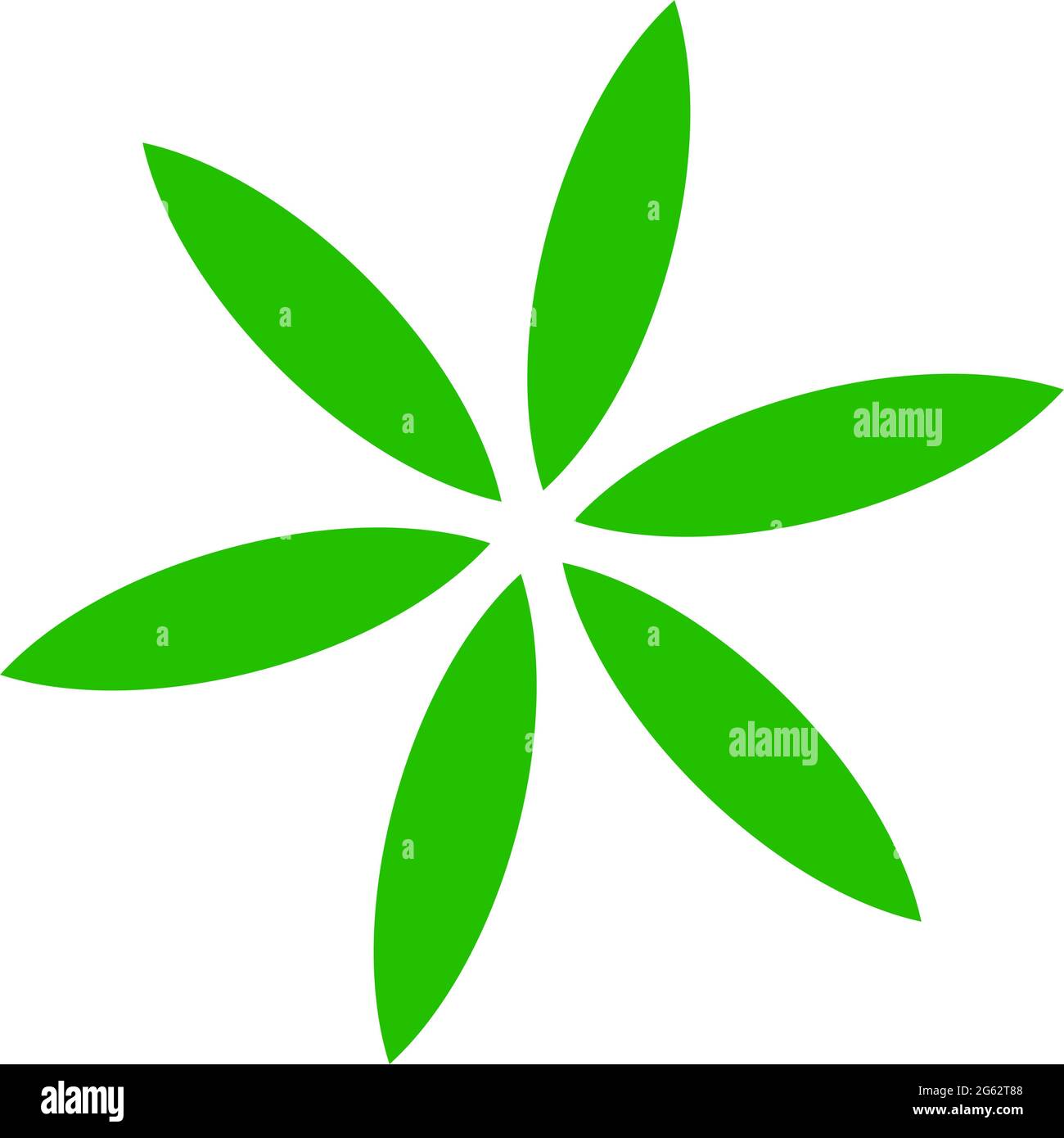Feuille verte, forme pétale, icône de feuillage vert, symbole ...