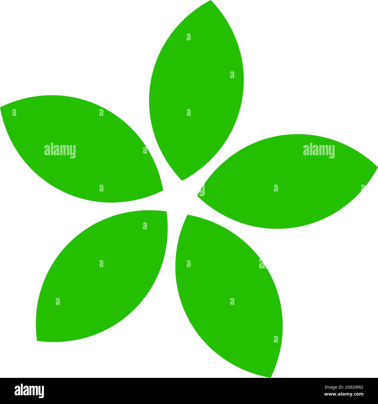 Feuille verte, forme pétale, icône de feuillage vert, symbole ...