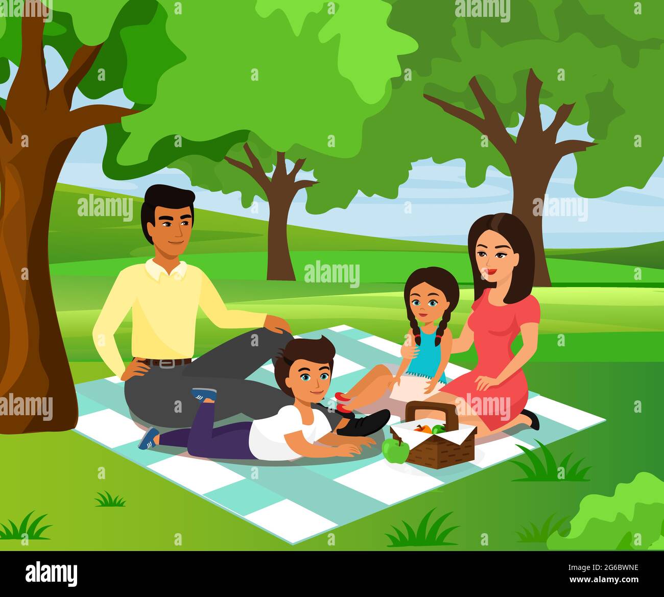 Famille de pique nique Banque d'images vectorielles - Alamy