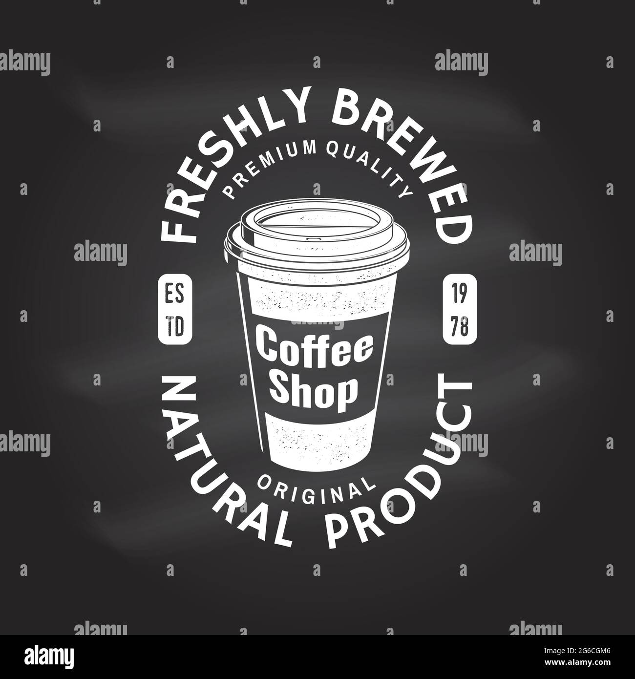 Logo de la boutique de café, modèle de badge sur le tableau noir ...