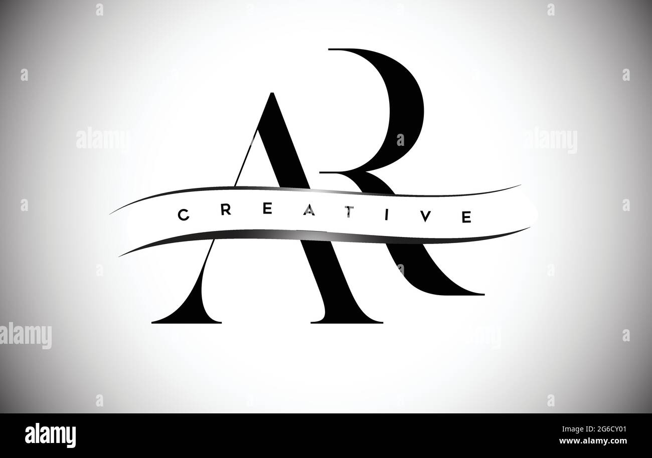 Design d'icône de type serif AR avec des couleurs noires. Logo lettre ...