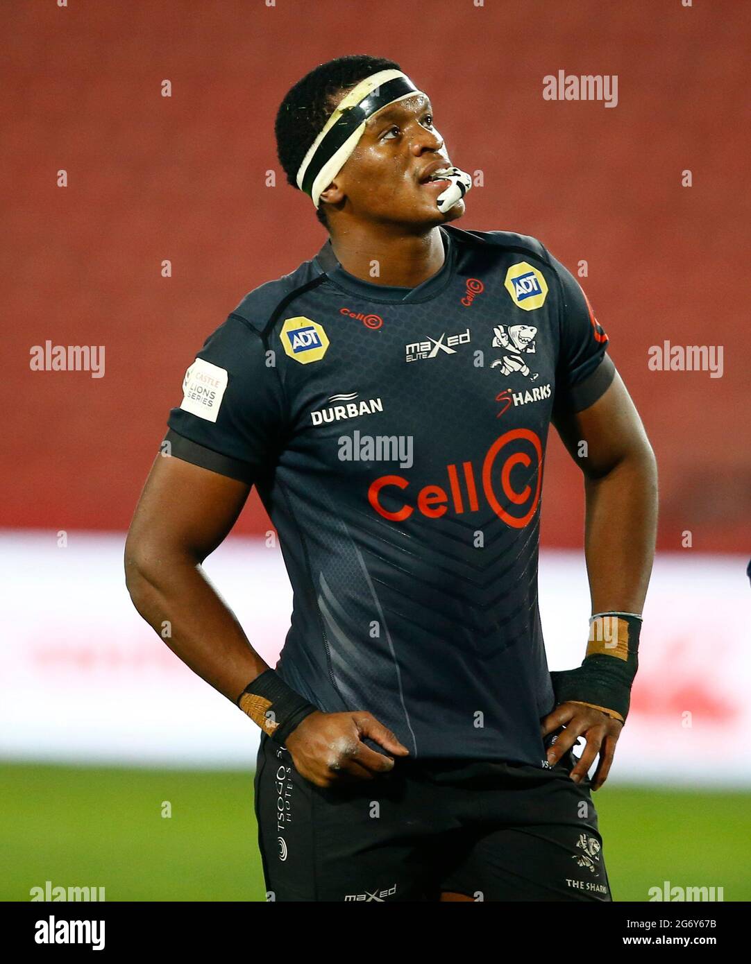 Phepsi Buthelezi des requins de la cellule C pendant le match de la ...