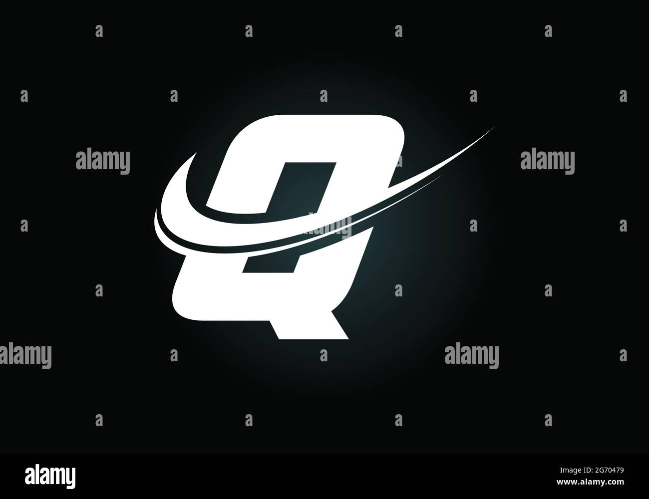 Lettre initiale Q avec logo Swoosh, noir et blanc. Logotype vectoriel ...