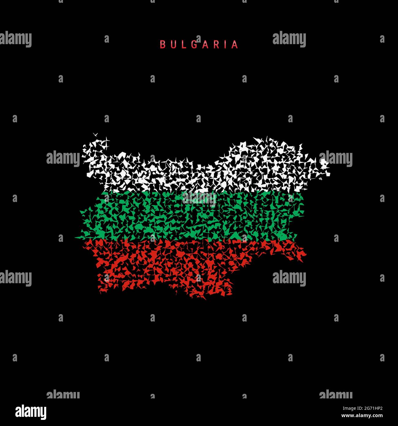 Carte du drapeau de la Bulgarie, motif de particules chaotiques dans ...