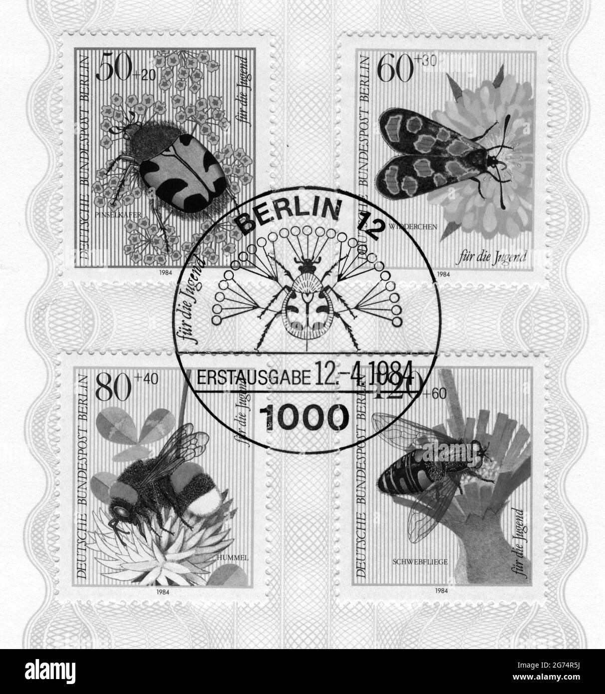 Timbre poste Banque d'images noir et blanc - Alamy