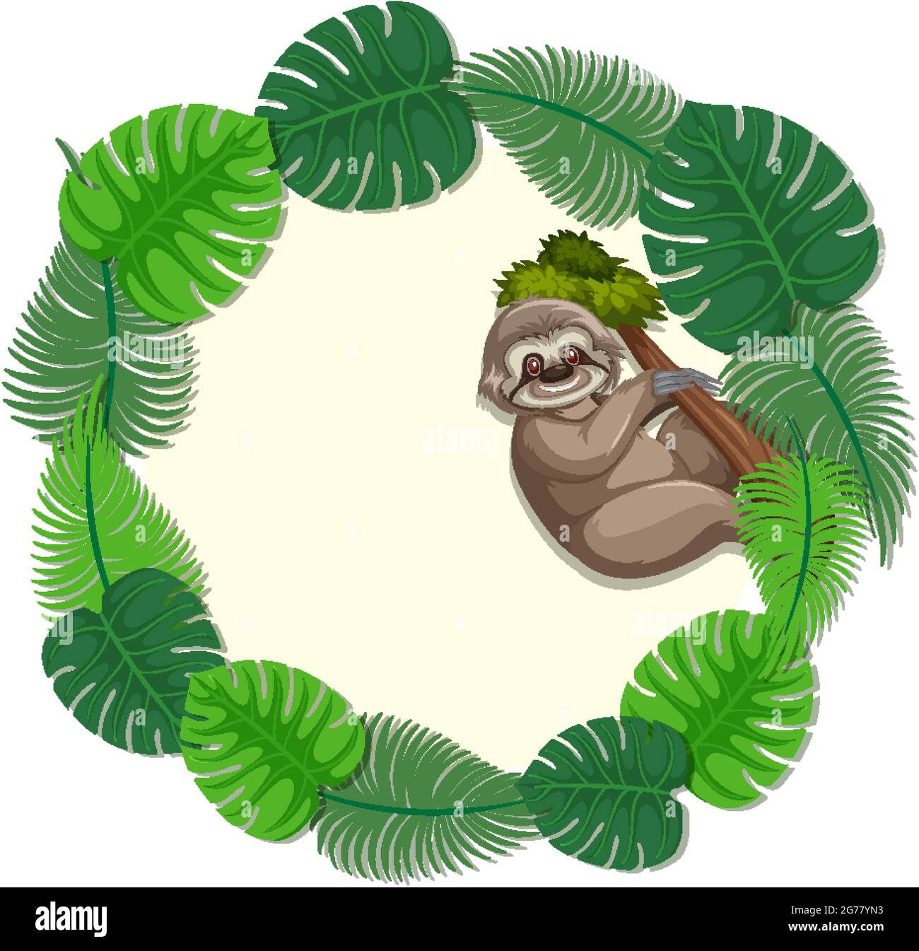 Modèle de banderole à feuilles rondes vert Monstera avec un dessin ...