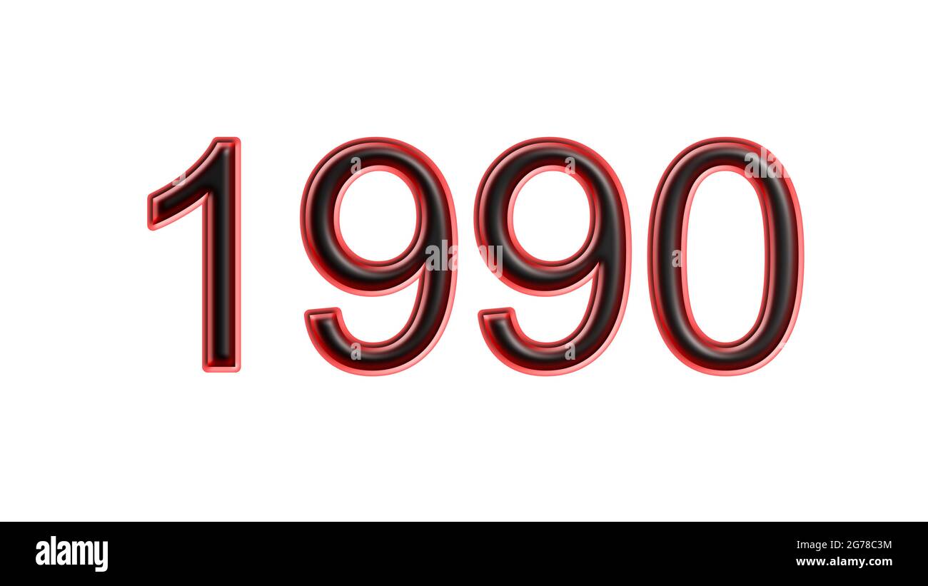 rouge 1990 chiffres effet 3d fond blanc Photo Stock - Alamy