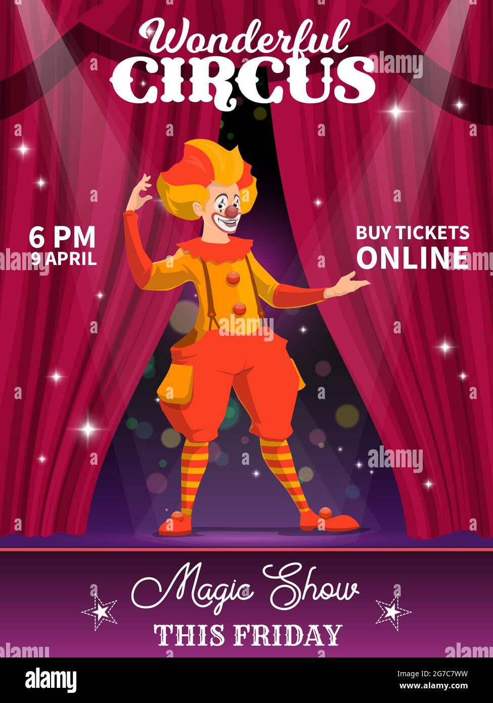 Affiche de cirque de Shapito, personnage de clown de dessin animé ...