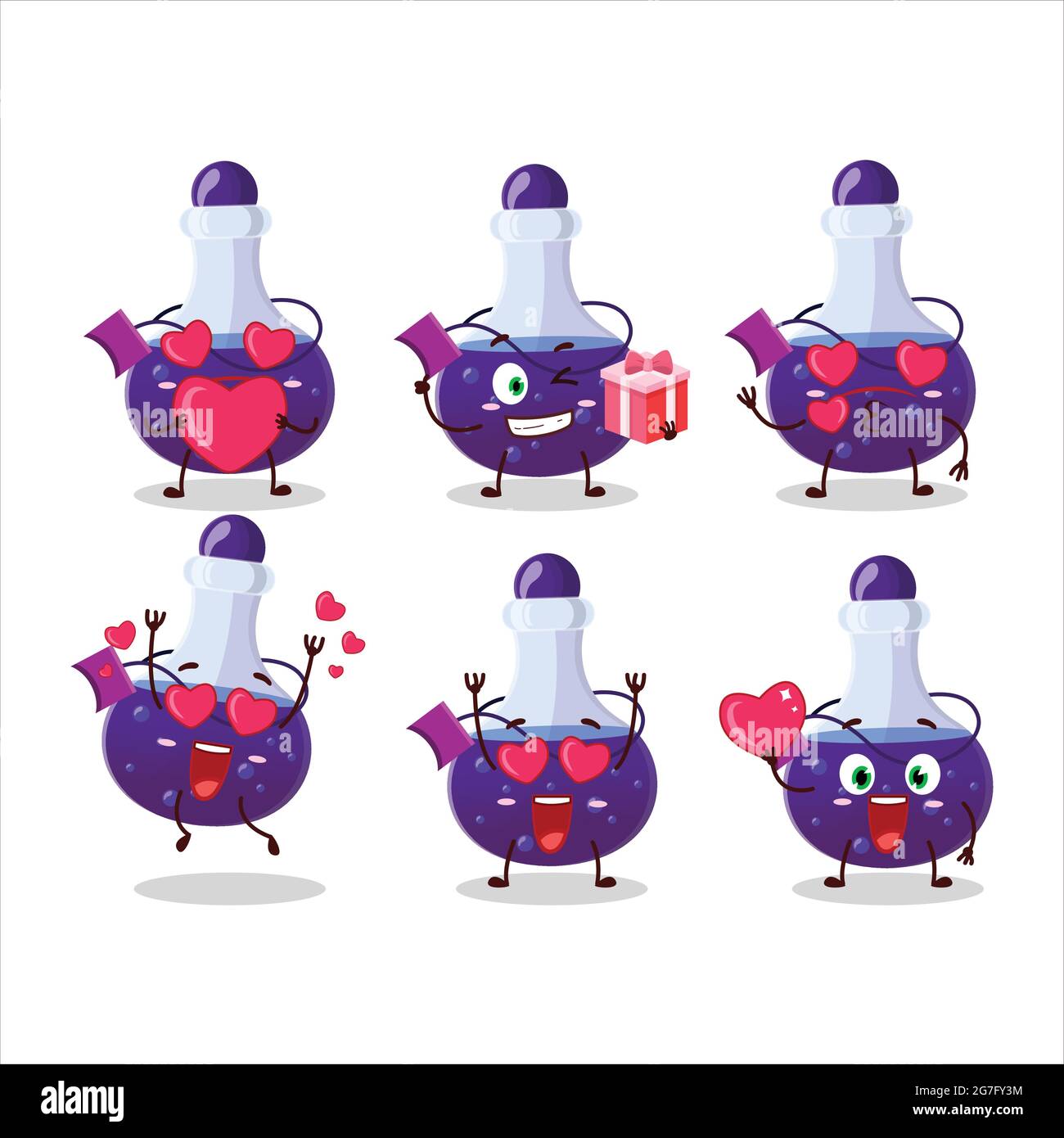 Violet magie potion personnage de dessin animé avec amour adorable ...