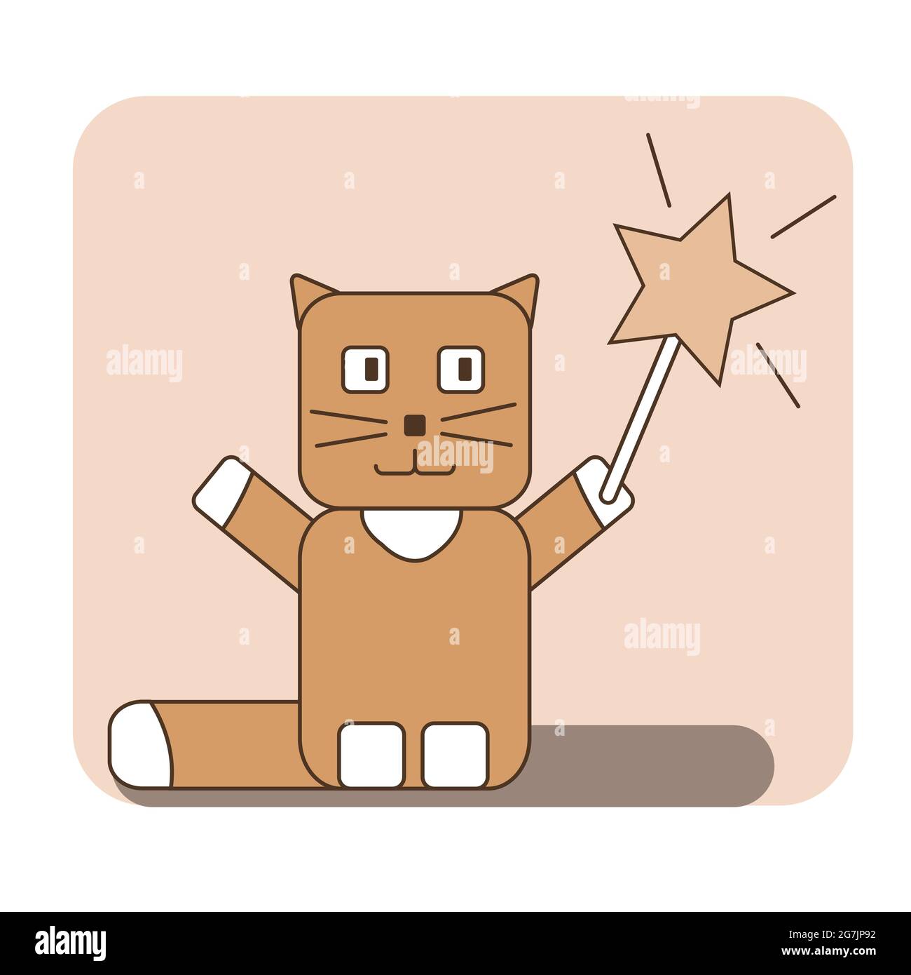Mignon chat magicien avec baguette magique dans des couleurs crémeuses ...