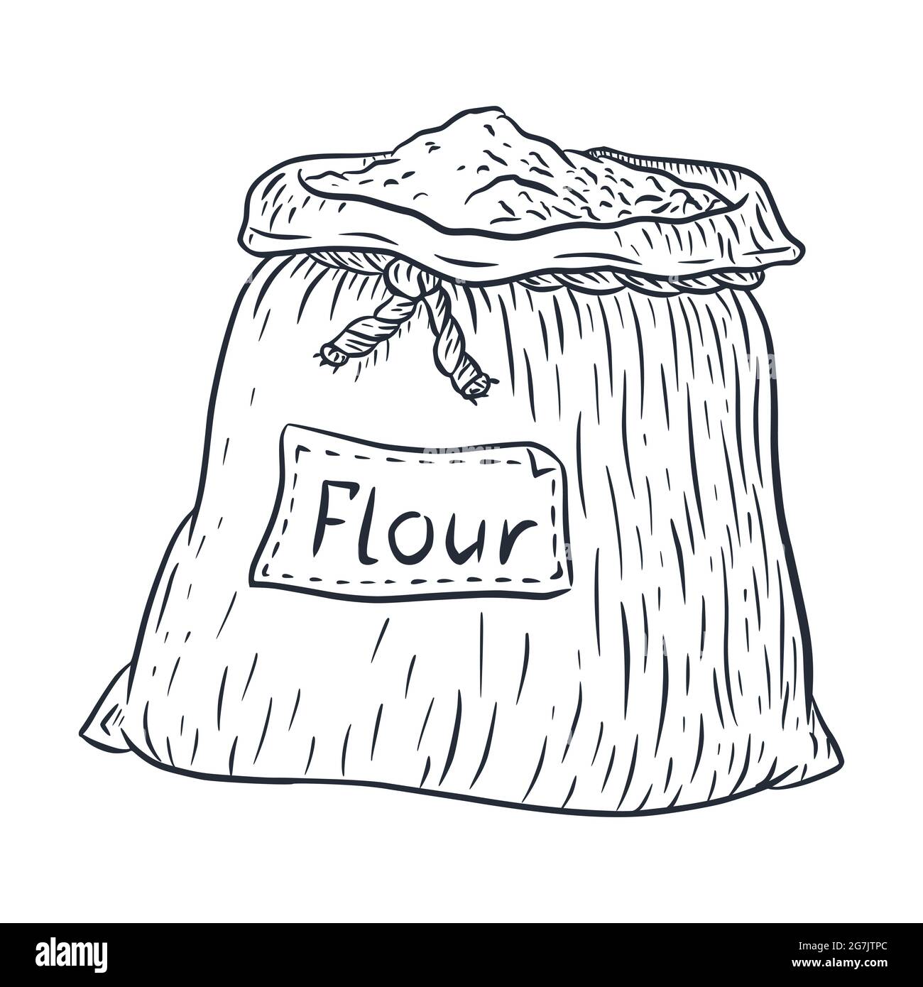 Illustration de la chaîne d'art avec farine. Sac en toile de jute tiré ...