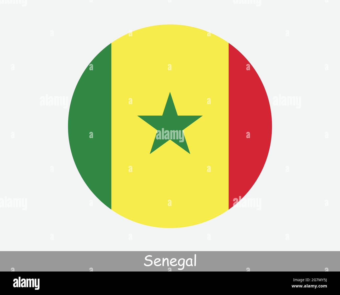 Drapeau rond du Sénégal. Icône de bannière de bouton circulaire ...