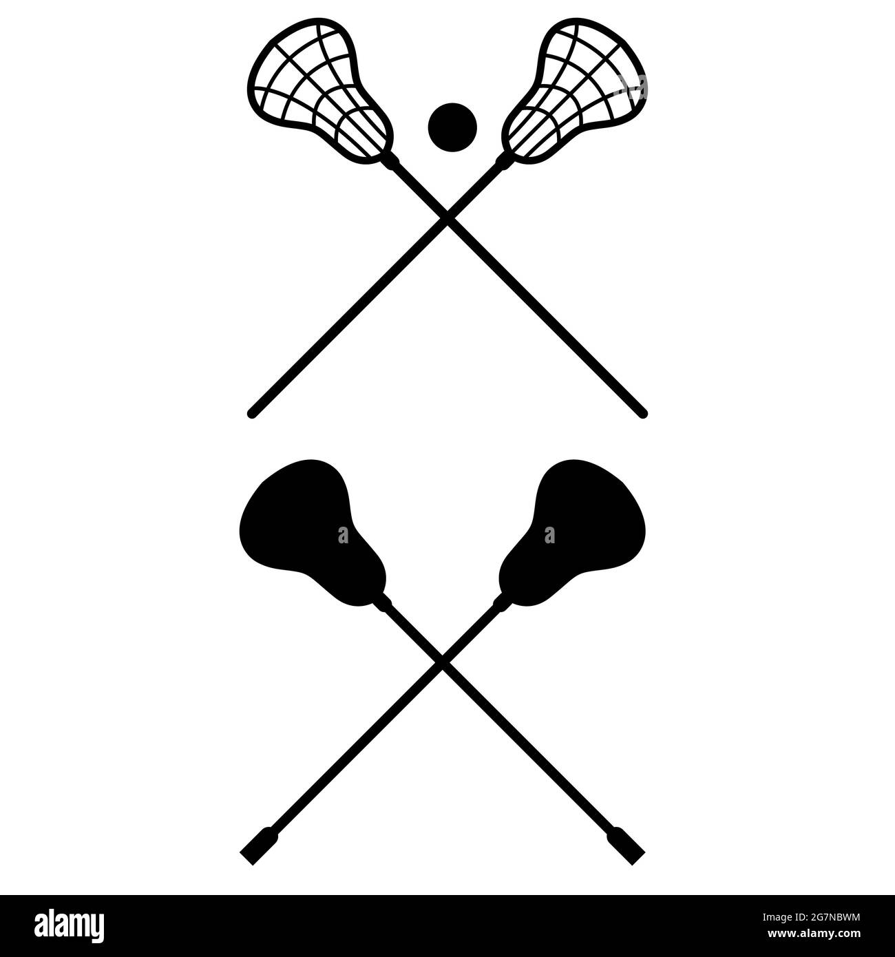 crosse crossettes sur fond blanc. crosse et signe de boule. symbole de ...