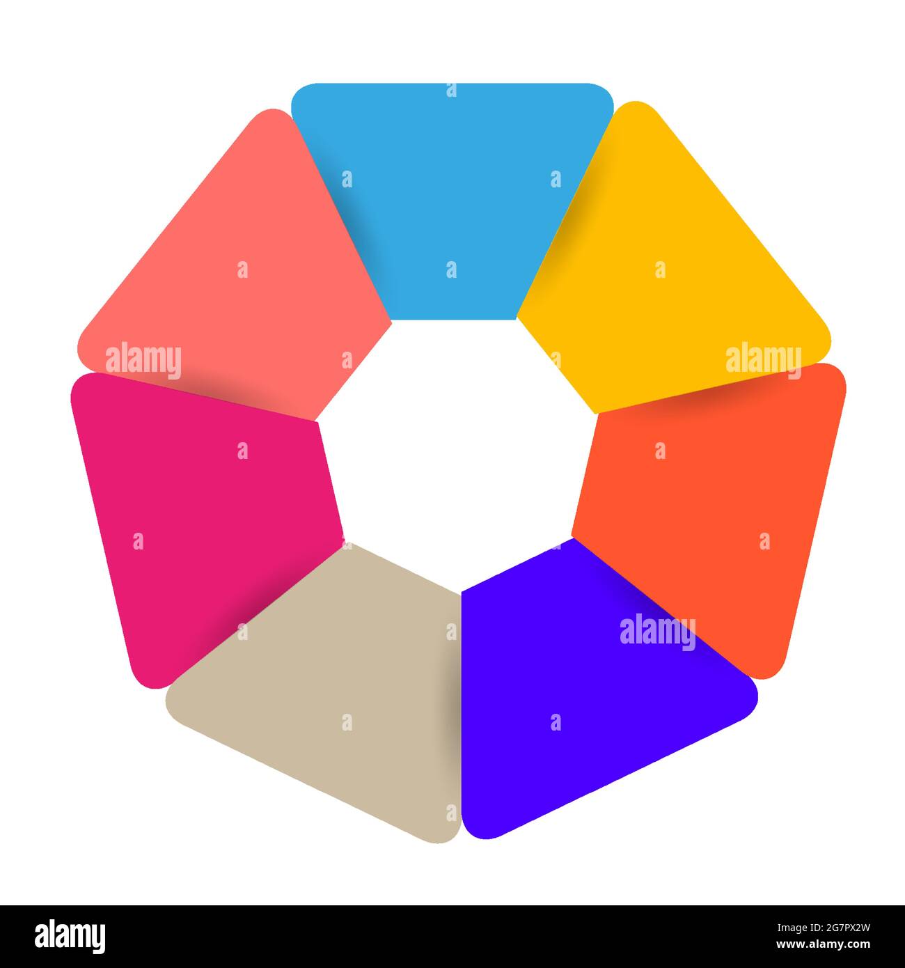 Modèle graphique de cycle avec 7 pièces, options ou étapes de couleur ...