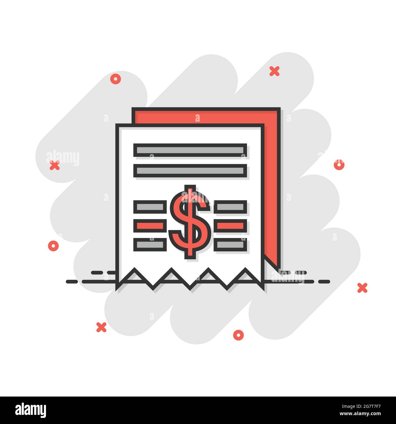 Icône chèque d'argent en style comique. Illustration vectorielle de ...