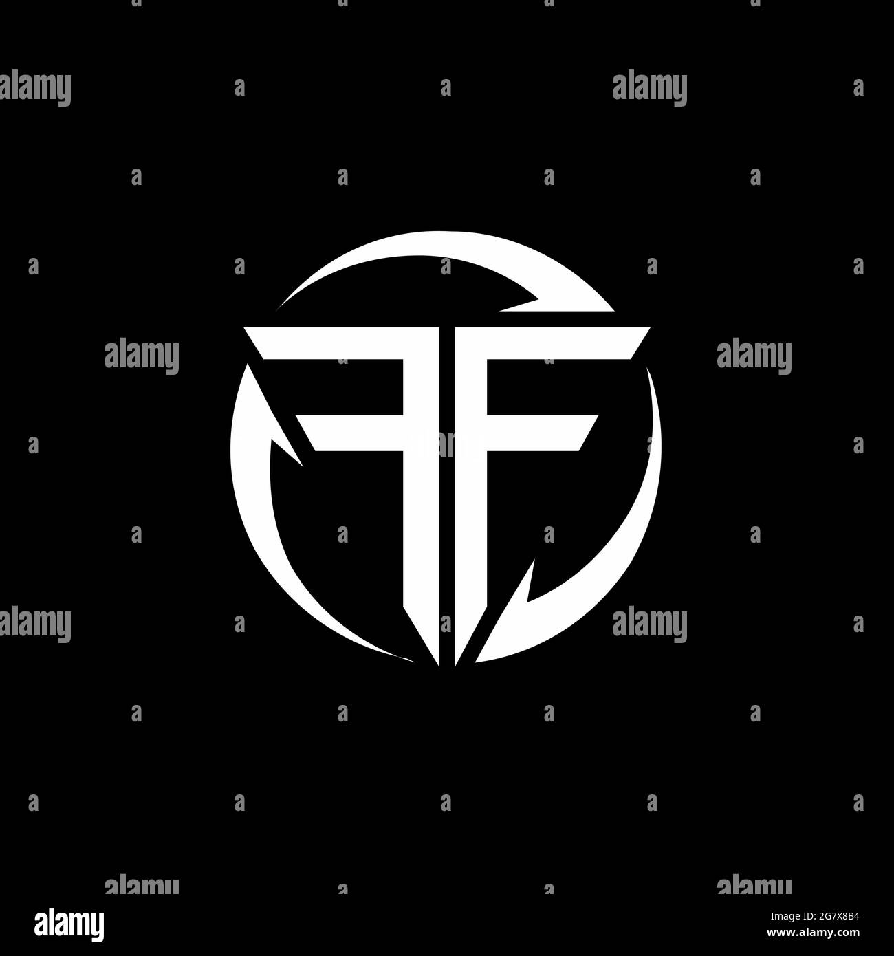 Logo FF avec forme triangulaire et modèle de forme arrondie circulaire ...