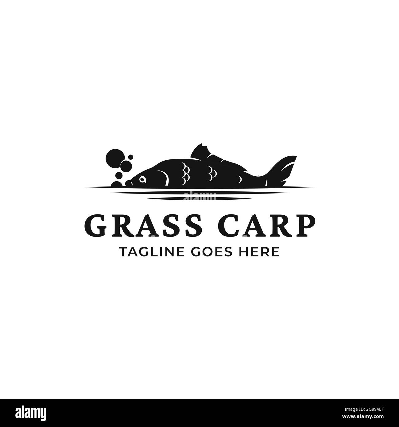 Modèle de logo de carpe à herbe vectorielle isolé sur fond blanc Image ...