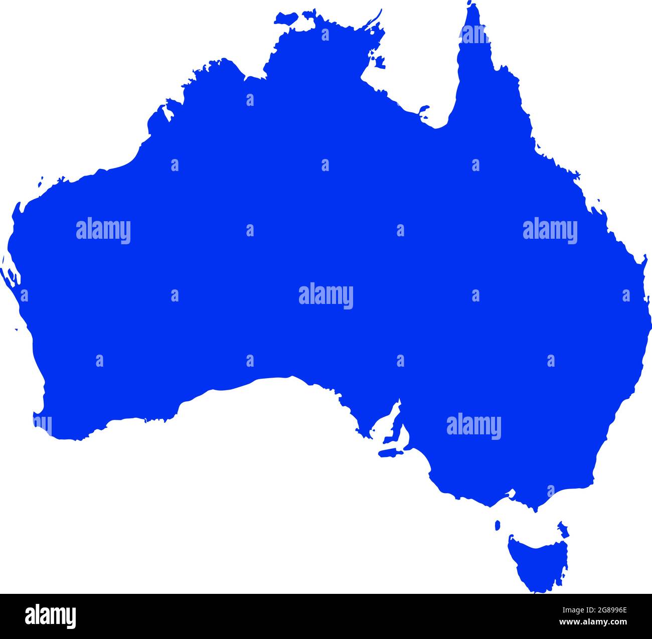 Carte de l'Australie de couleur bleue. Carte politique australienne ...