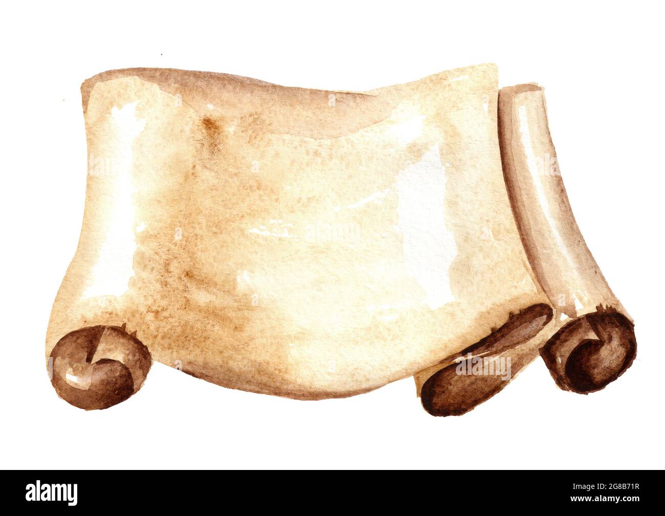 Vieux rouleau de papier ou papier parchemin horizontal. Illustration ...
