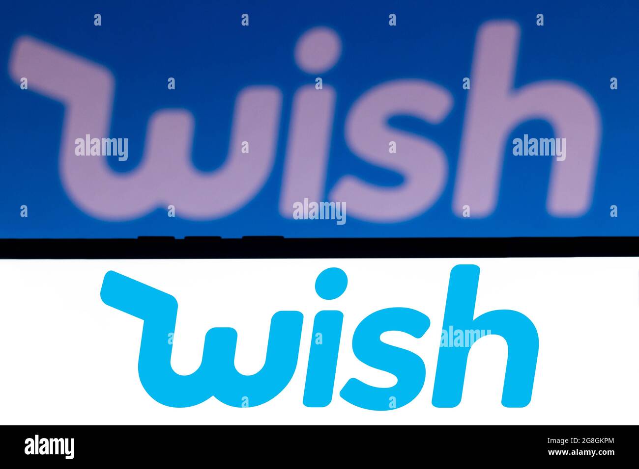 Dans cette illustration, le logo Wish apparaît sur l'écran d'un ...
